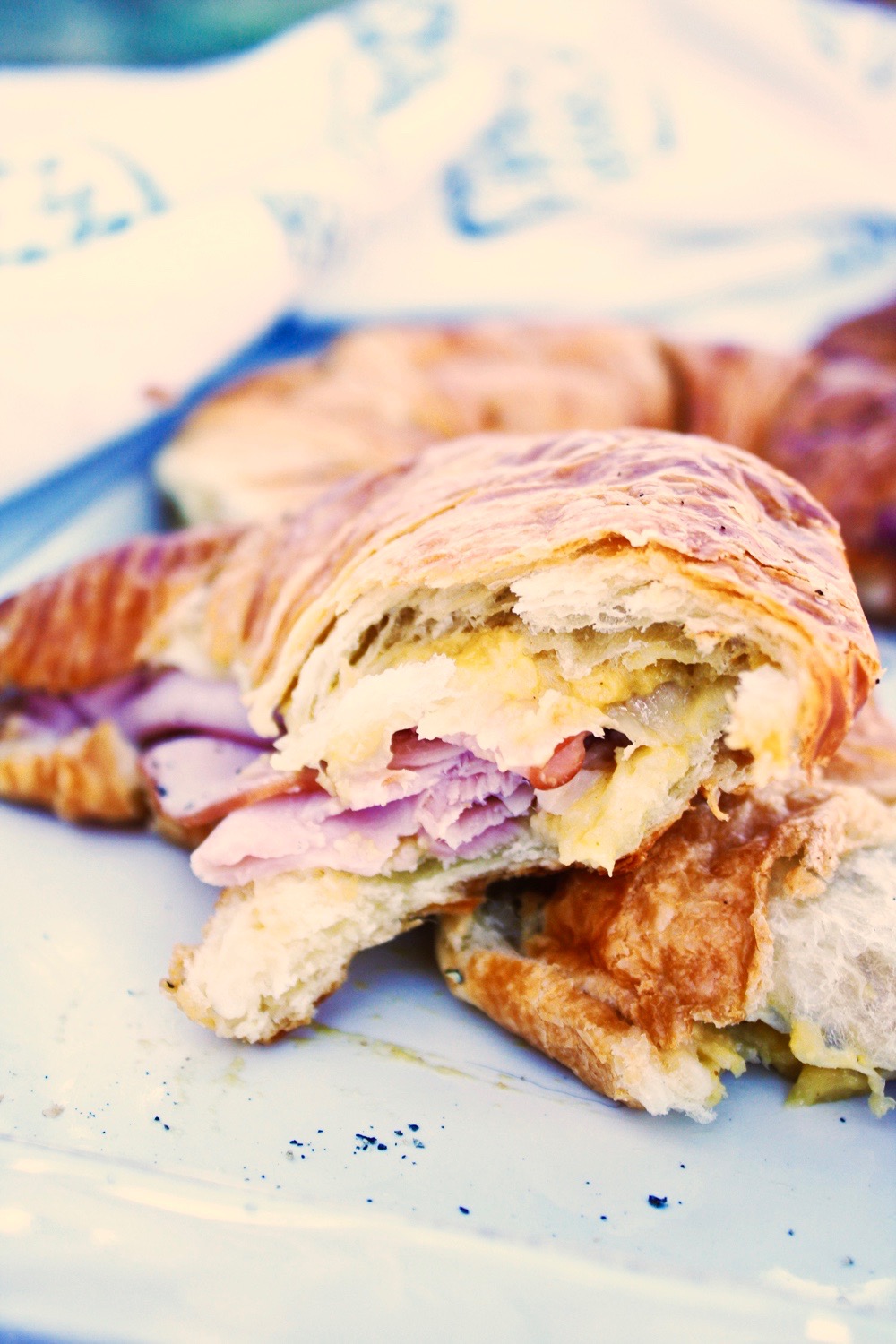 Baked Ham and Swiss Croissants with Honey Mustard Sauce