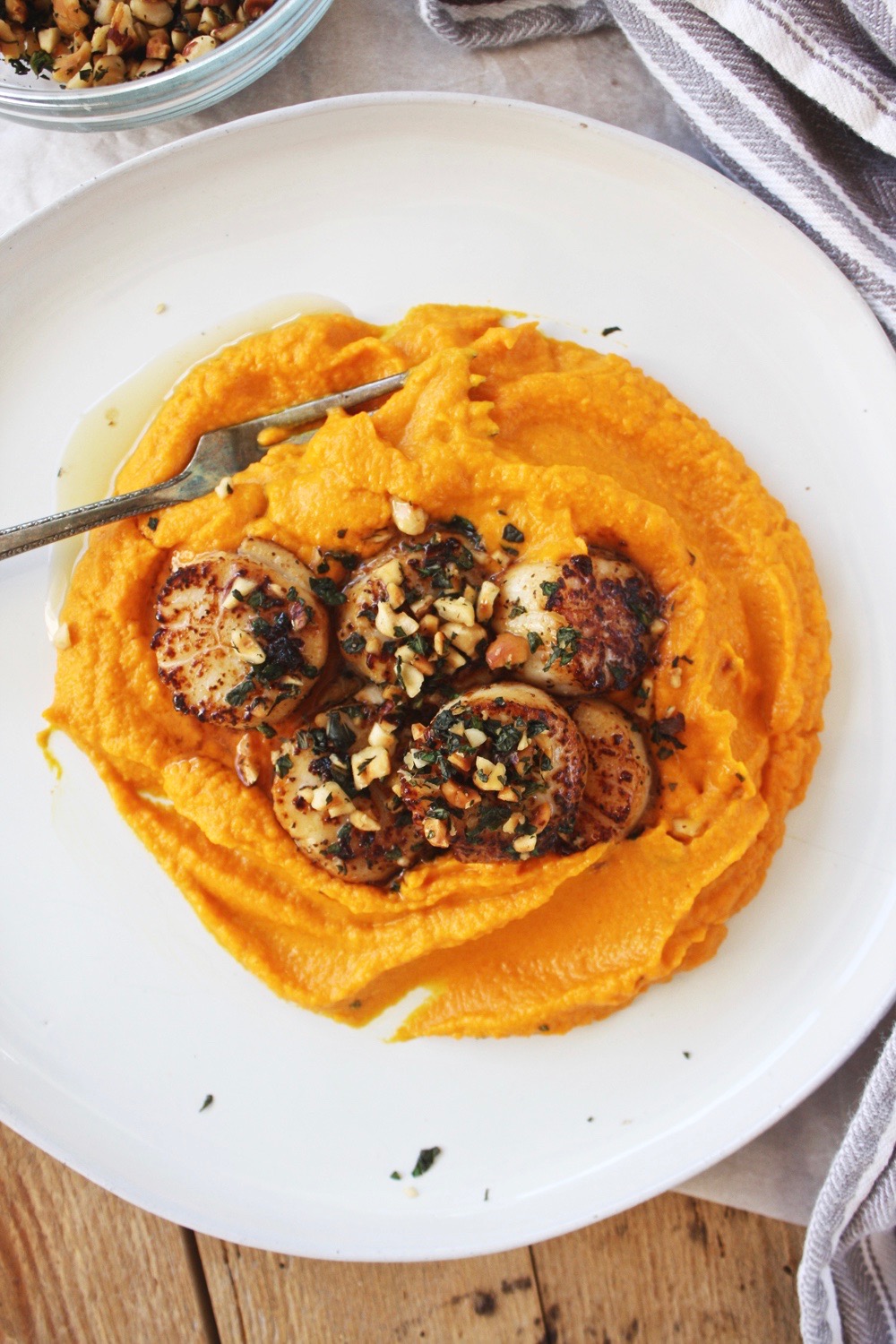 Scallops over Curried Carrot Puree